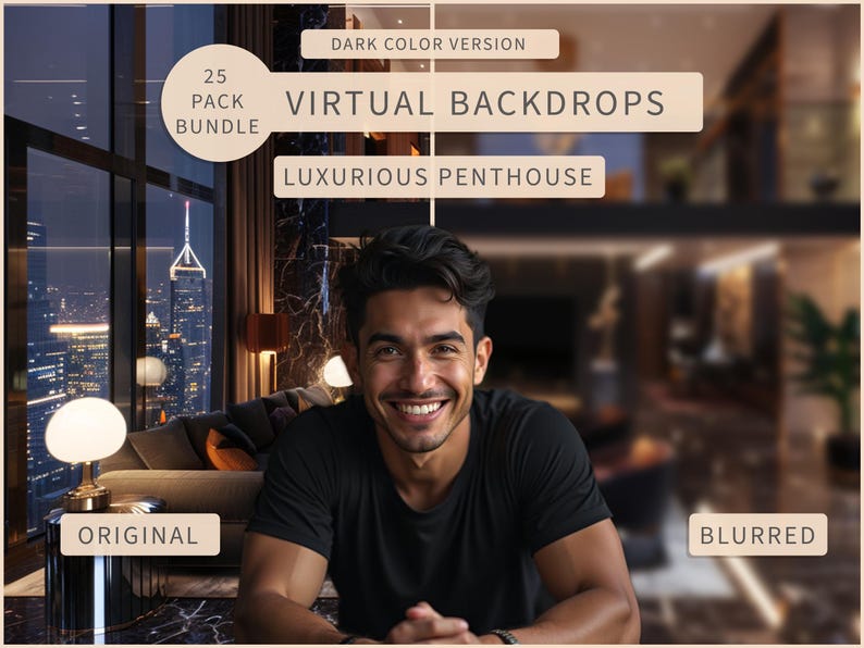 25 Luxurious Penthouse Zoom Background Bundle, Virtual Zoom Background, 4K Background for Teams ...