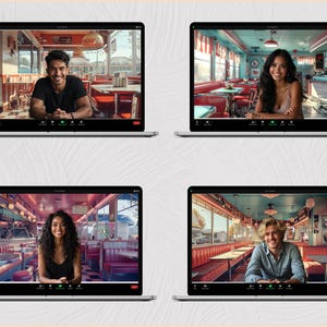 25 Retro Diner Zoom Background Bundle, Virtual Zoom Background, 4K ...