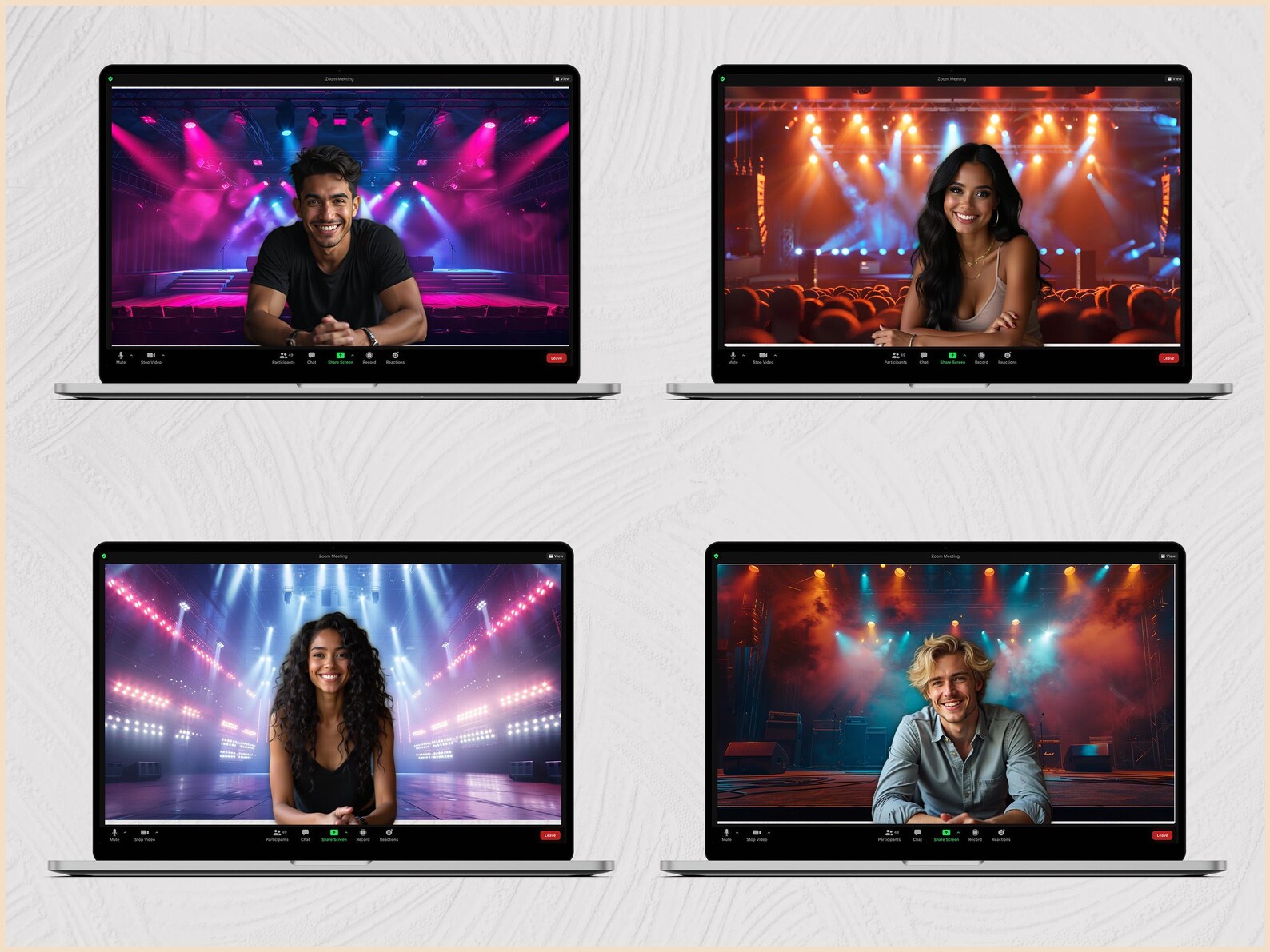 25 Concert Stage Zoom Background Bundle, Virtual Zoom Background, 4K ...