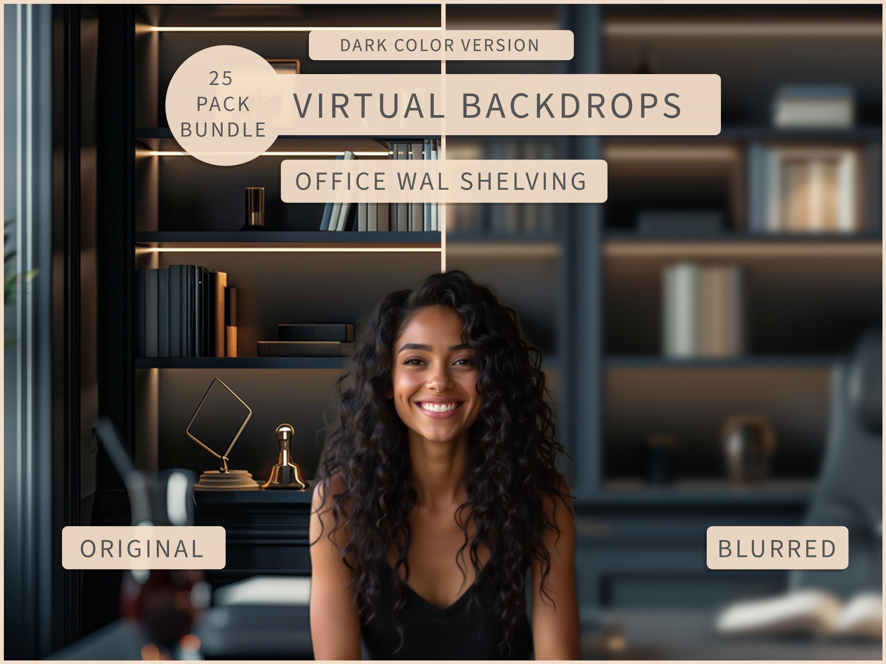 25 Office Wall Shelving Zoom Background Bundle, Virtual Zoom Background ...