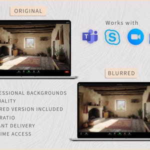 25 Desert Adobe House Zoom Background, 4K Virtual Background Bundle ...