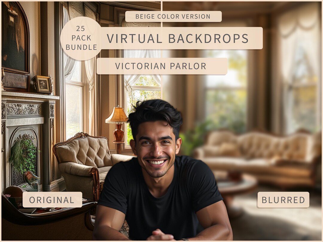 25 Victorian Parlor Zoom Background, 4K Virtual Background Bundle, Zoom ...