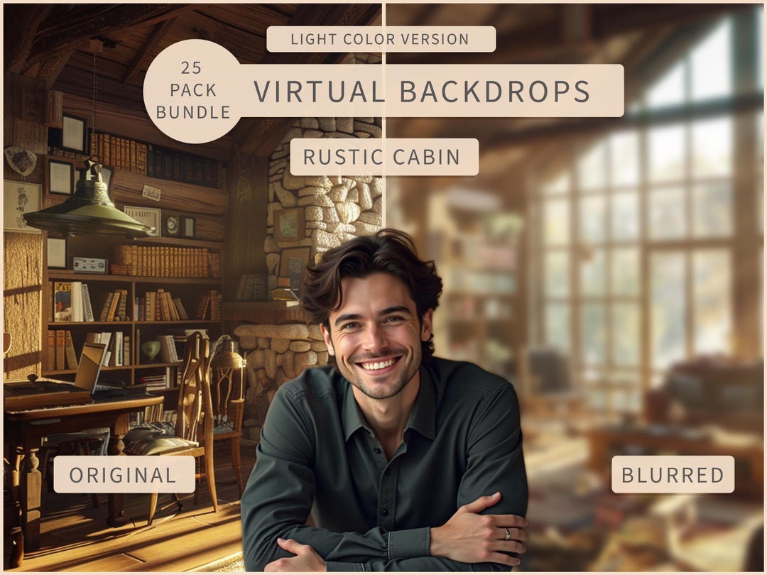 25 Rustic Cabin Zoom Background, 4K Virtual Background Bundle, Zoom ...