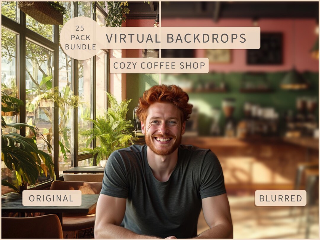 25 Cozy Coffee Shop HQ Zoom Backgrounds, Virtual Background Bundle, 4K ...