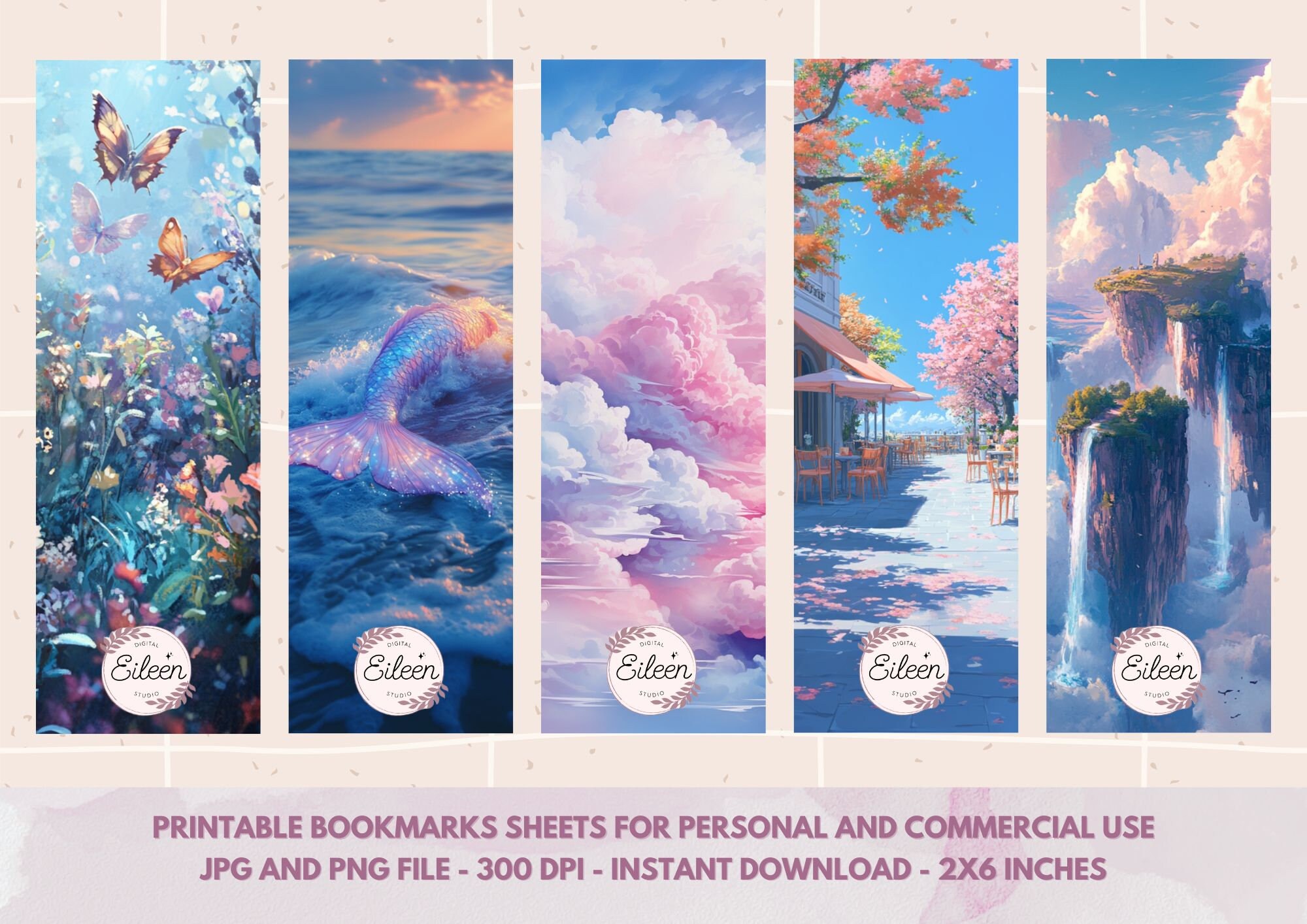 15 Dreamy Pastel Printable Bookmarks Set | Instant Download | Print at ...