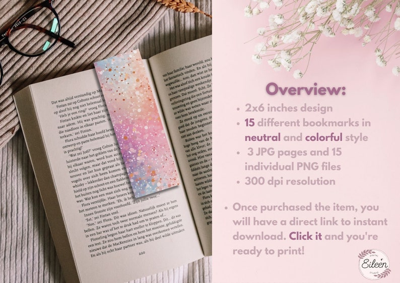 15 Glitter Printable Bookmarks | Instant Download | Print at Home | JPG ...