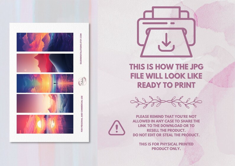 10 Gradient Printable Bookmarks | Instant Download | Print at Home ...