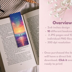 10 Gradient Printable Bookmarks | Instant Download | Print at Home ...
