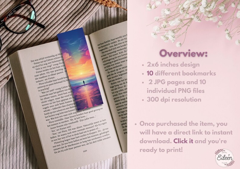 10 Gradient Printable Bookmarks | Instant Download | Print at Home ...