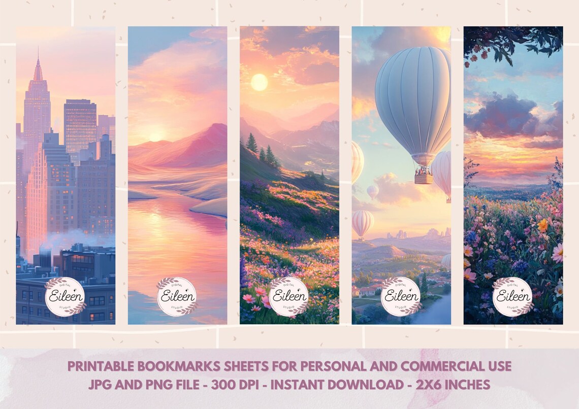 15 Dreamy Pastel Printable Bookmarks Set | Instant Download | Print at ...