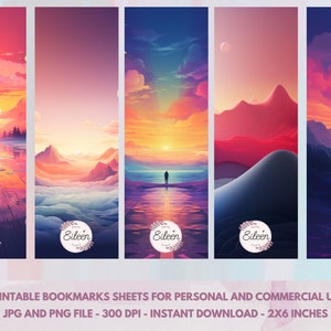 10 Gradient Printable Bookmarks | Instant Download | Print at Home ...