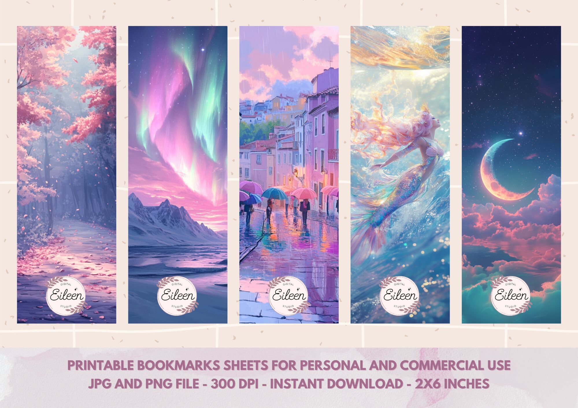 15 Dreamy Pastel Printable Bookmarks Set | Instant Download | Print at ...