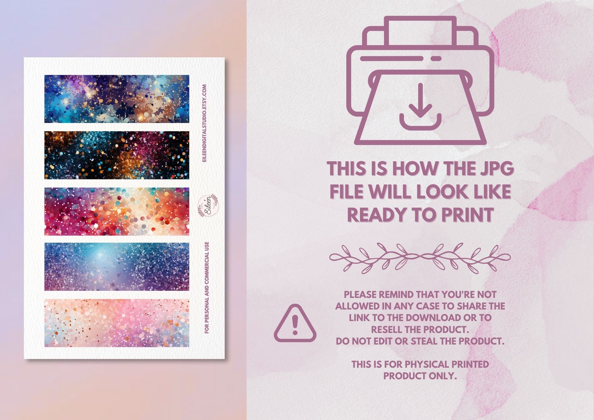 15 Glitter Printable Bookmarks | Instant Download | Print at Home | JPG ...