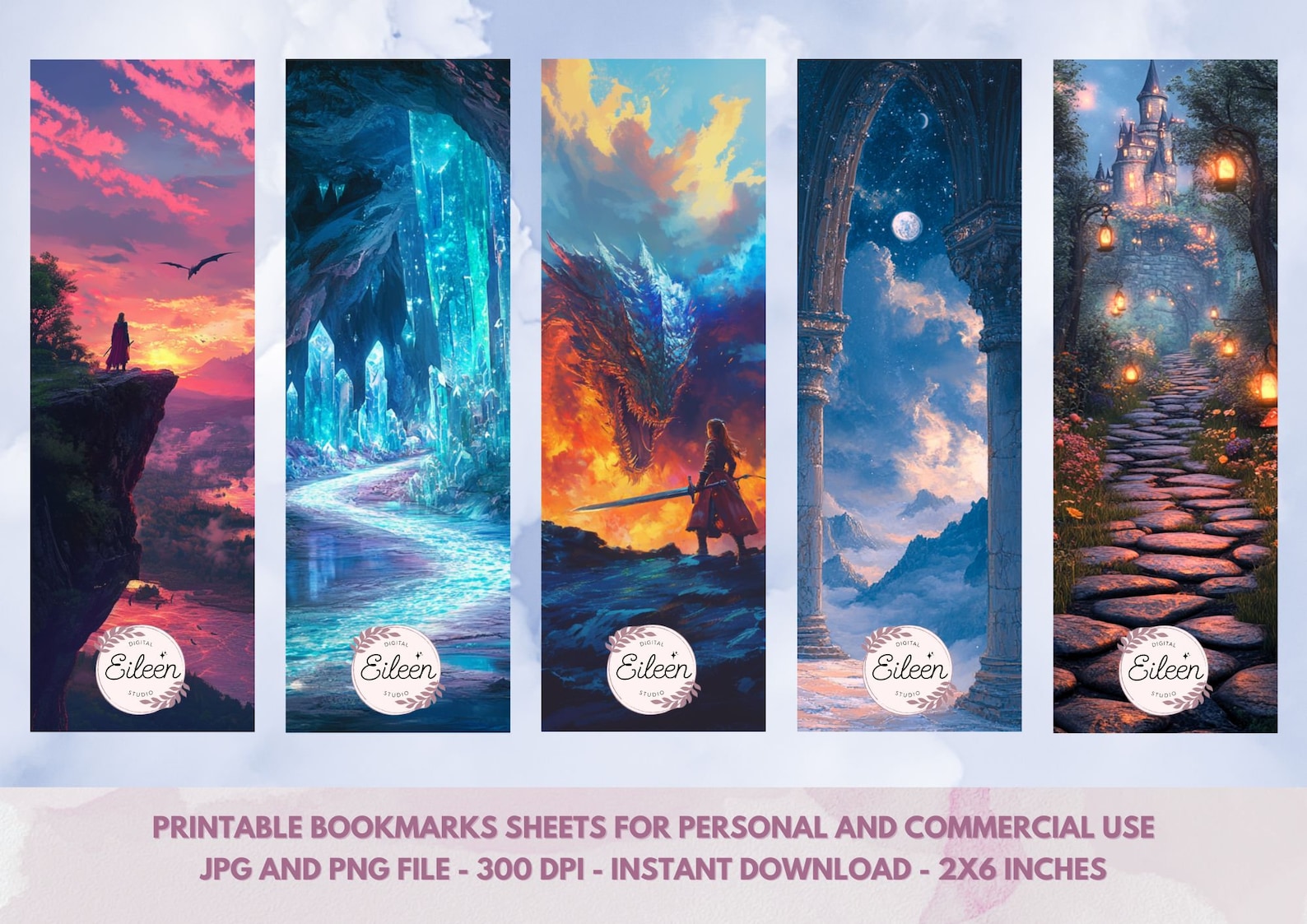 10 Fantasy Printable Bookmarks | Instant Download | Print at Home | JPG ...
