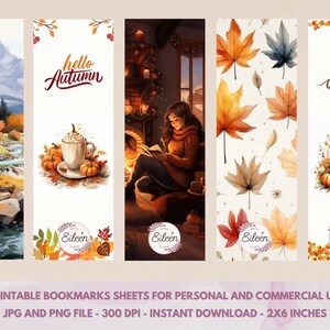 10 Fall Themed Printable Bookmarks | Instant Download | Print at Home ...