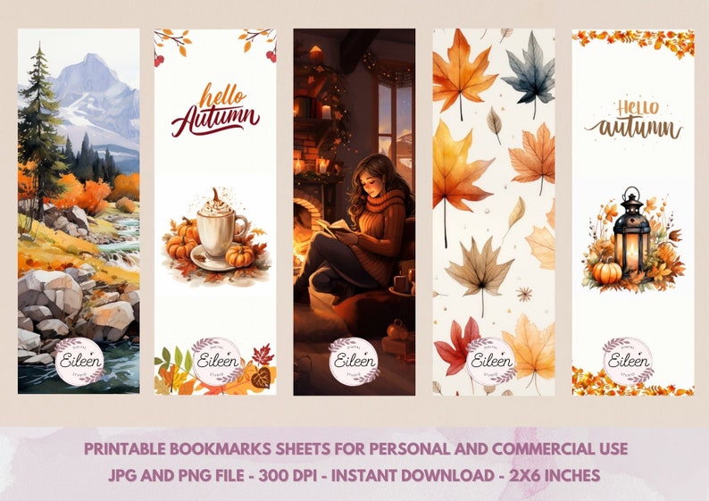 10 Fall Themed Printable Bookmarks | Instant Download | Print at Home ...