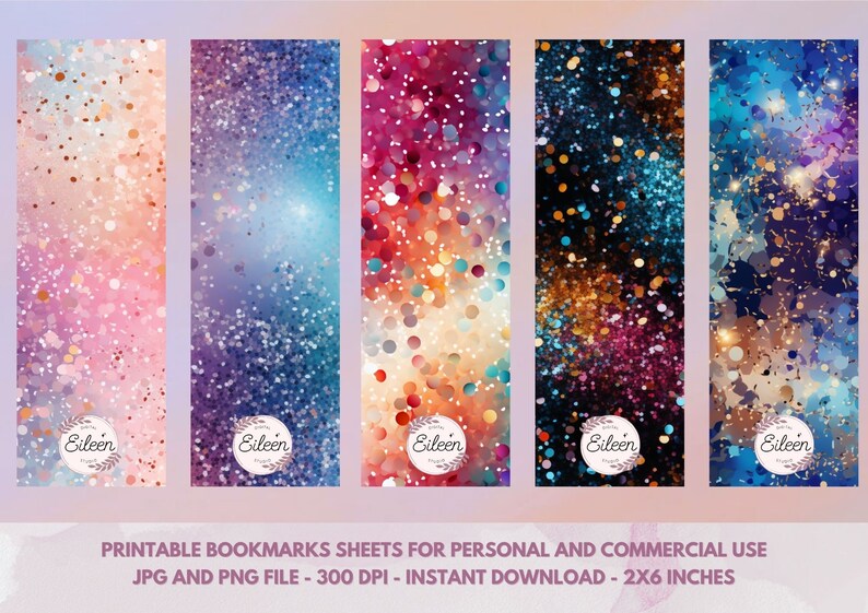 15 Glitter Printable Bookmarks | Instant Download | Print at Home | JPG ...