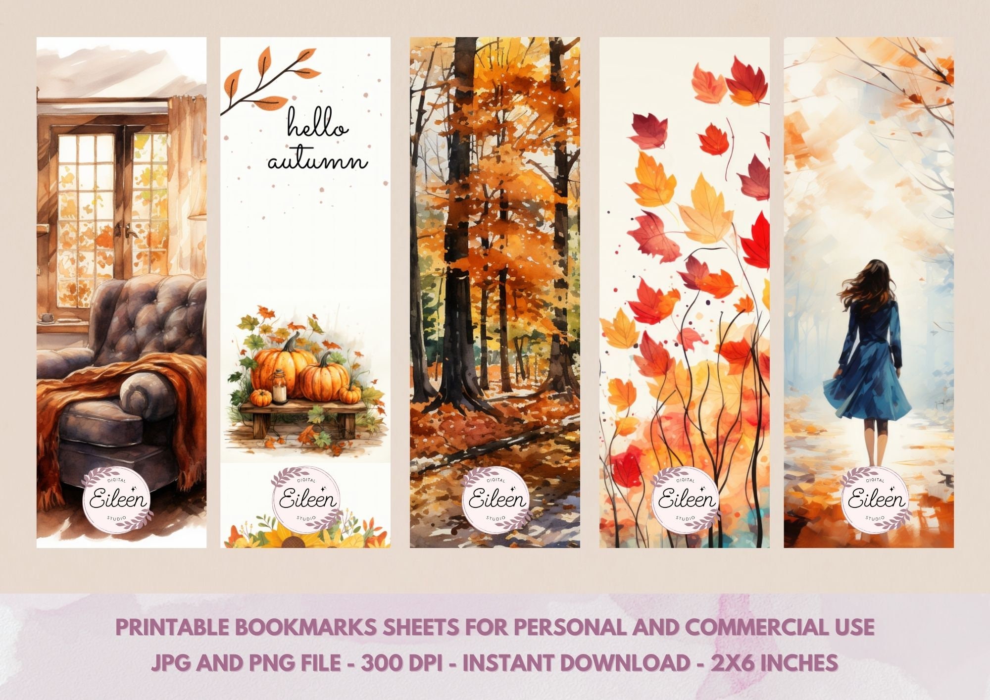 10 Fall Themed Printable Bookmarks | Instant Download | Print at Home ...