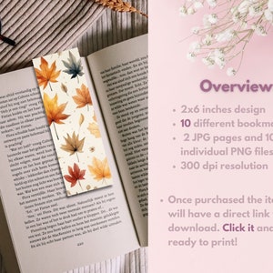 10 Fall Themed Printable Bookmarks | Instant Download | Print at Home ...
