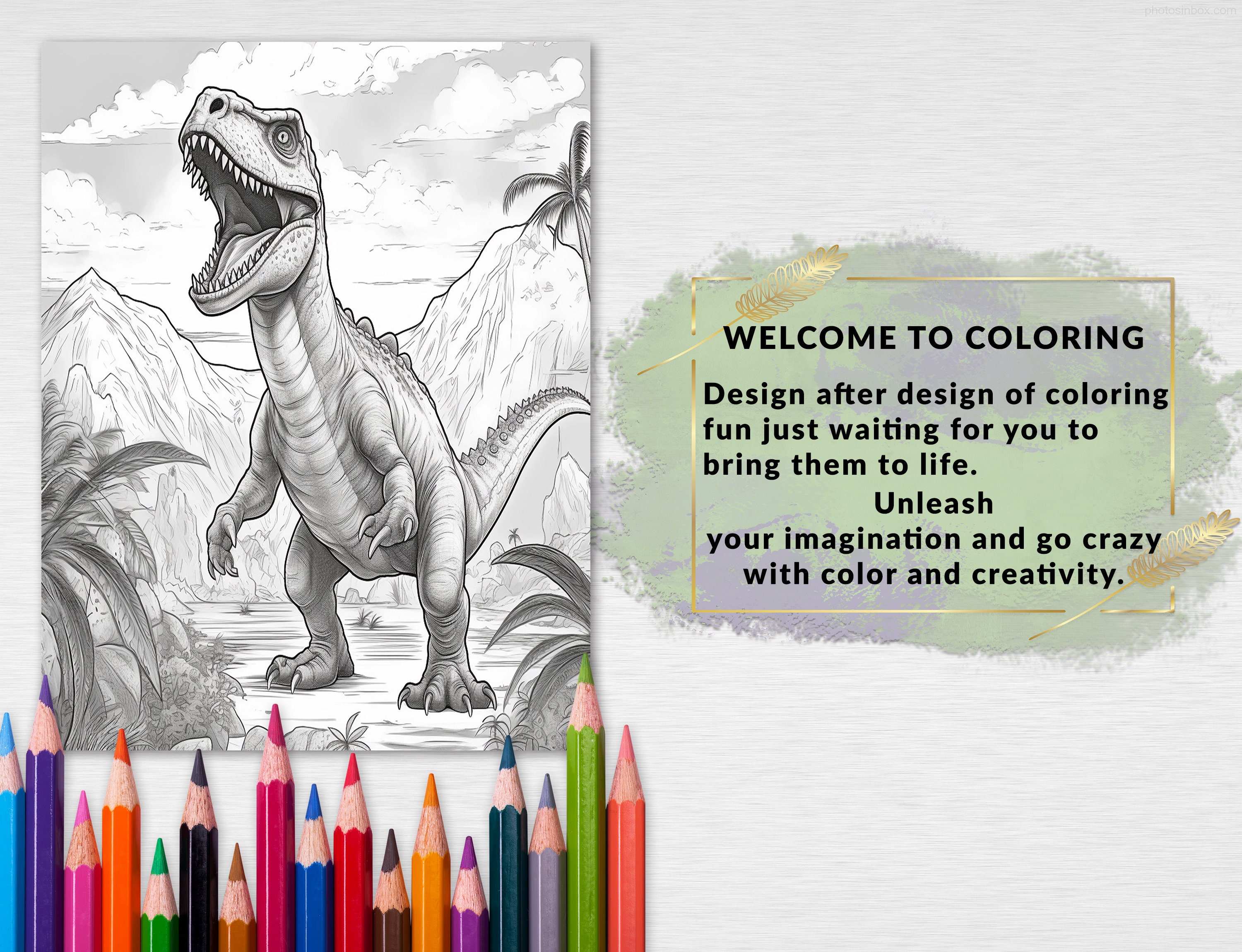 KOOKY Dinosaur Coloring Pages Printable Prehistoric Fun Dino - Etsy