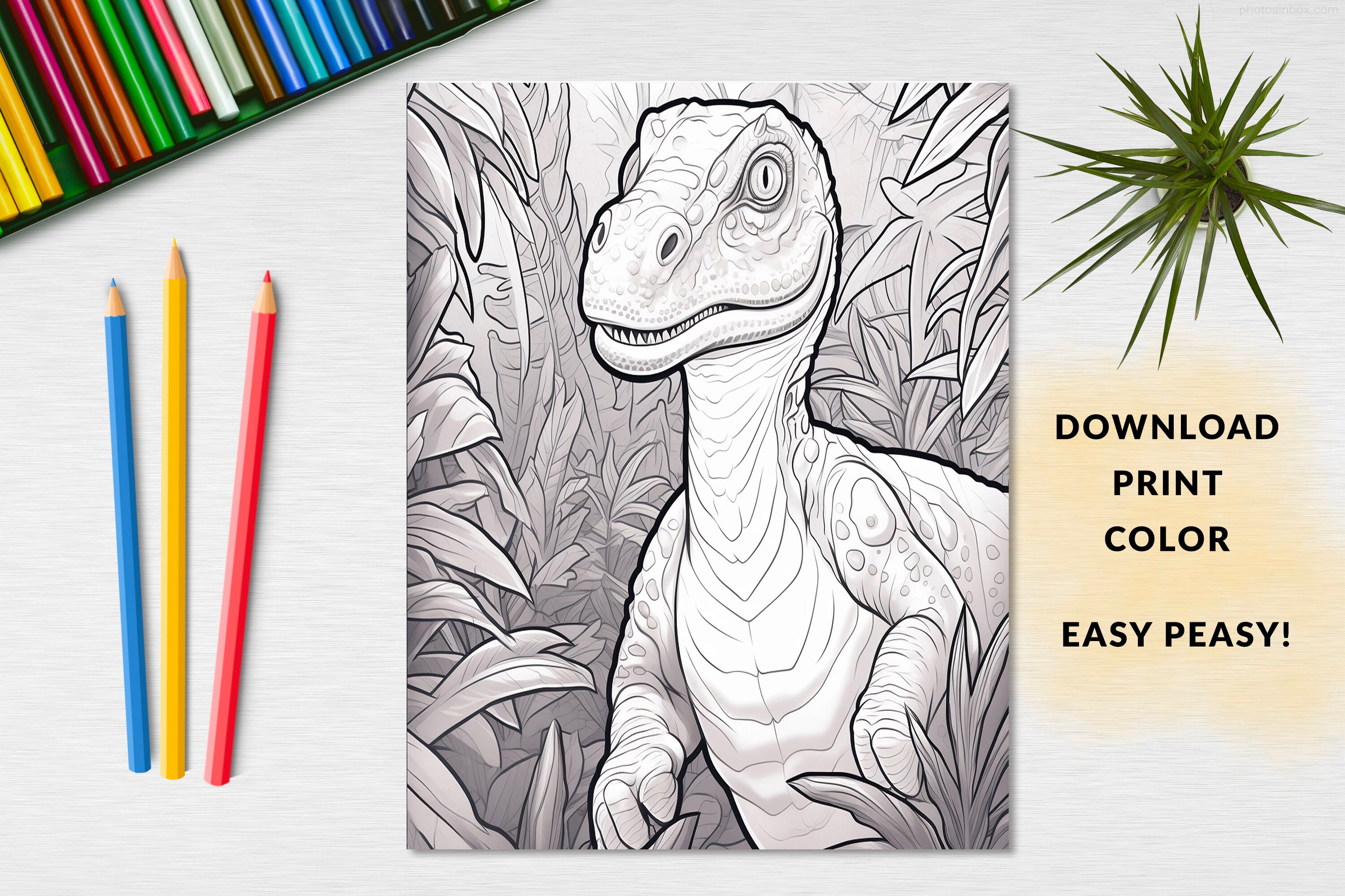 KOOKY Dinosaur Coloring Pages Printable Prehistoric Fun Dino - Etsy