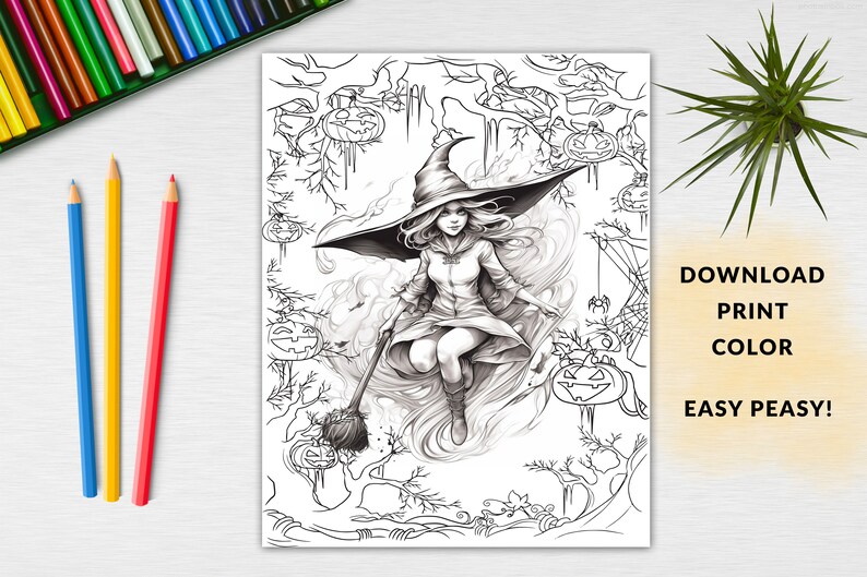 WITCHES of HALLOWEEN Coloring Pages, Cute and Spooky PRINTABLES to ...