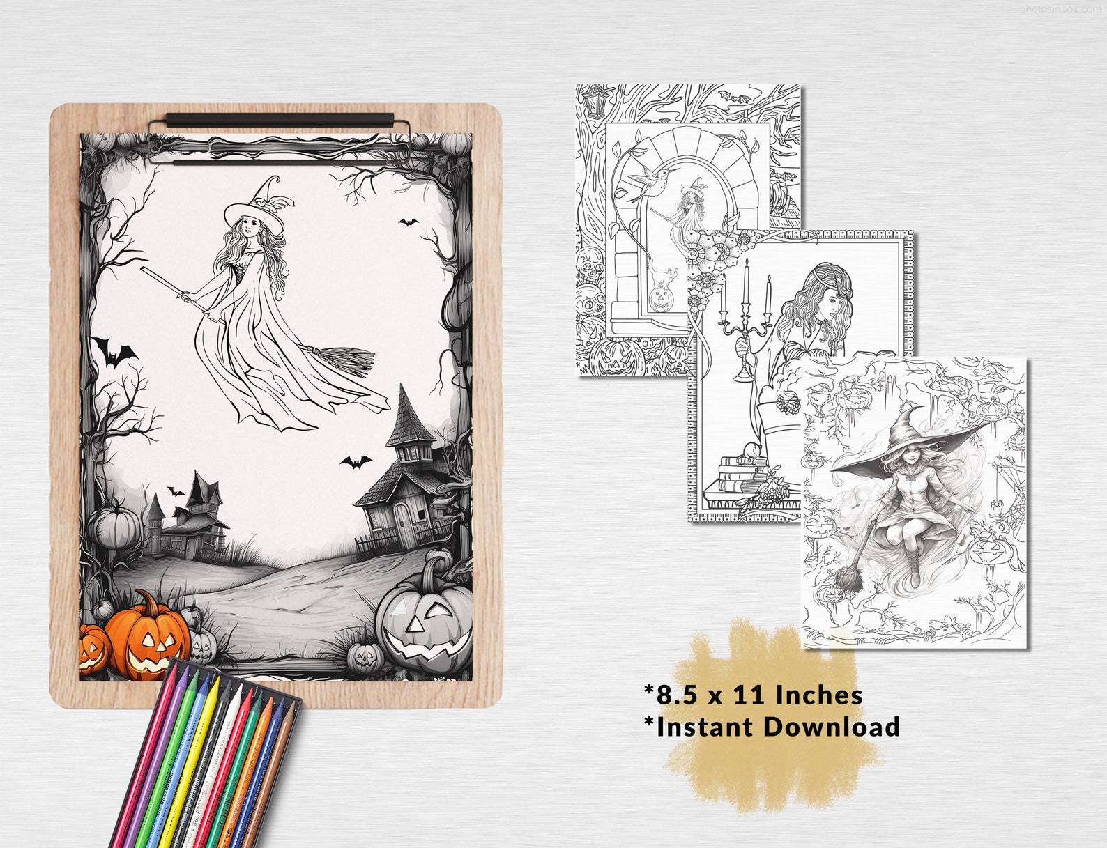 WITCHES of HALLOWEEN Coloring Pages, Cute and Spooky PRINTABLES to ...