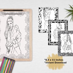 Color Me Fashionable, 10 Trendy Women Coloring Pages, Streetwear ...