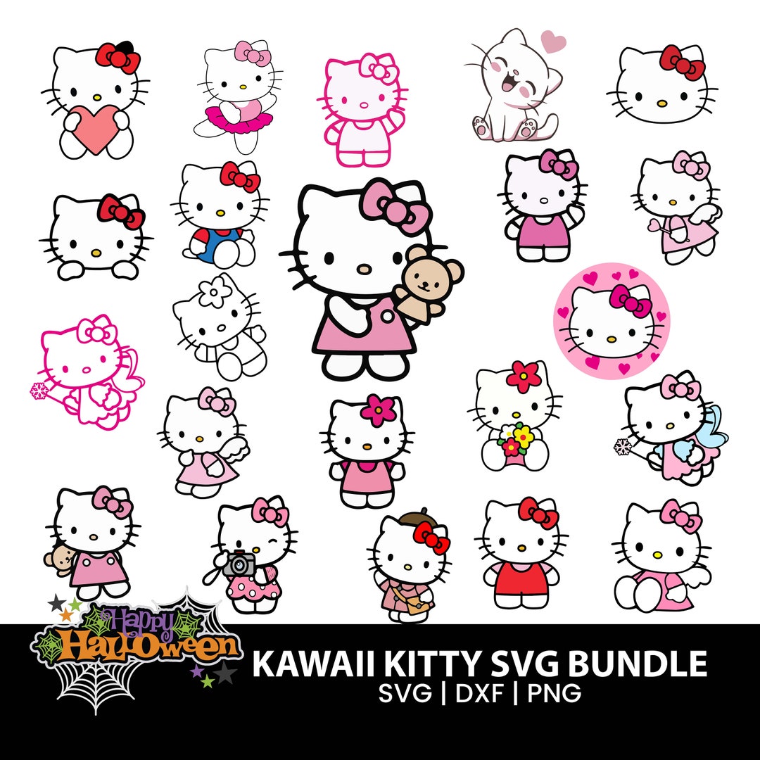 Kawaii Kitty Svg, Kawaii Kitty Svg Bundle, Cute Cat Svg, Kitty Svg, Kawaii Kitty Clipart, Kawaii ...