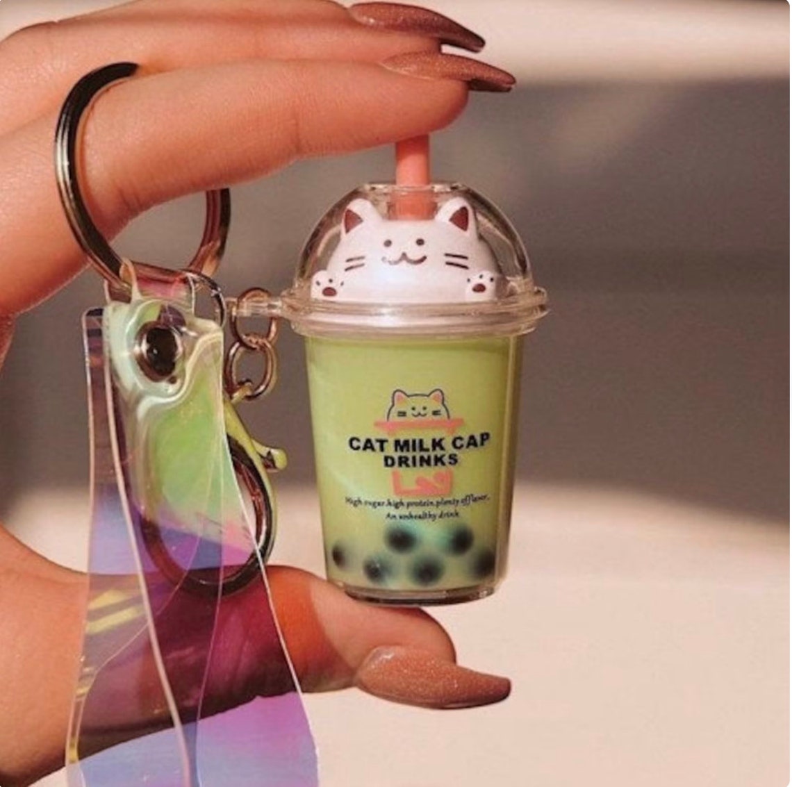 Miniature Boba Bubble Tea • Accessory Keychain • Milk Tea Miniature • Boba Keychain • Cute Gift ...