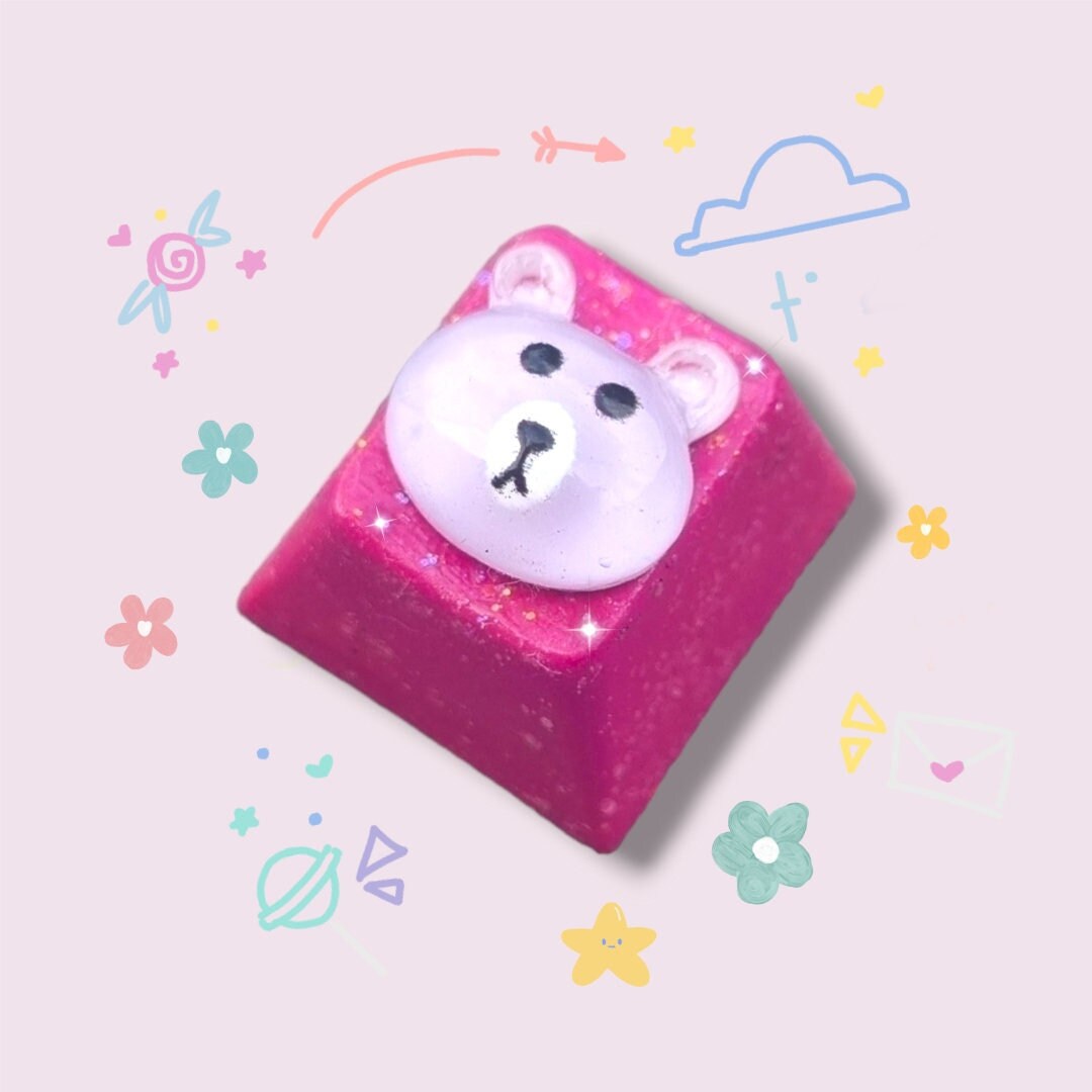 Kawaii Glitter Bear Keycap - Etsy
