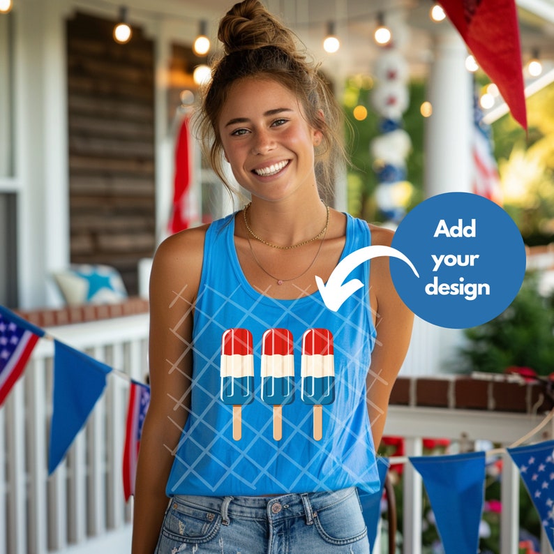 Red, White, and Blue Themed Shirt and Tank Top Mockups Blank T-shirt ...
