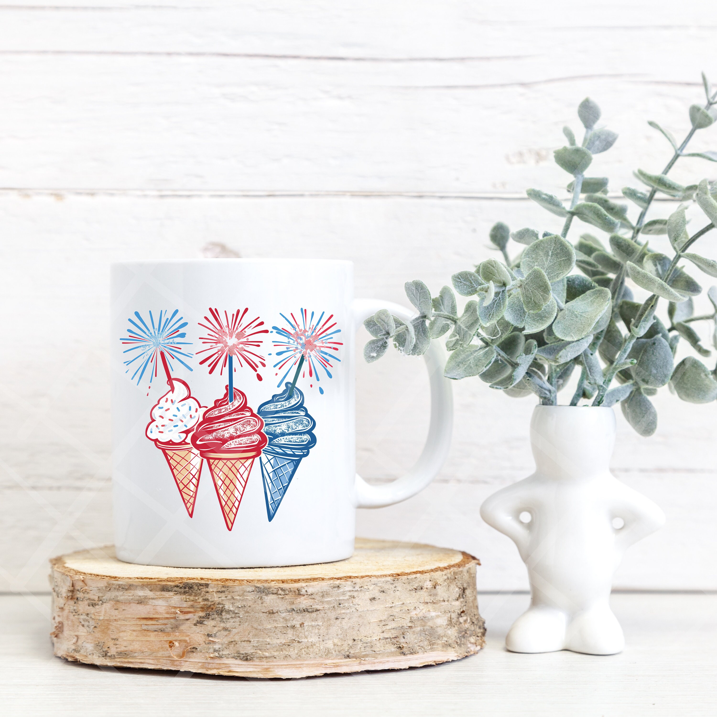 Patriotic Ice Cream Clipart 4th of July Red White Blue Ice Cream ...