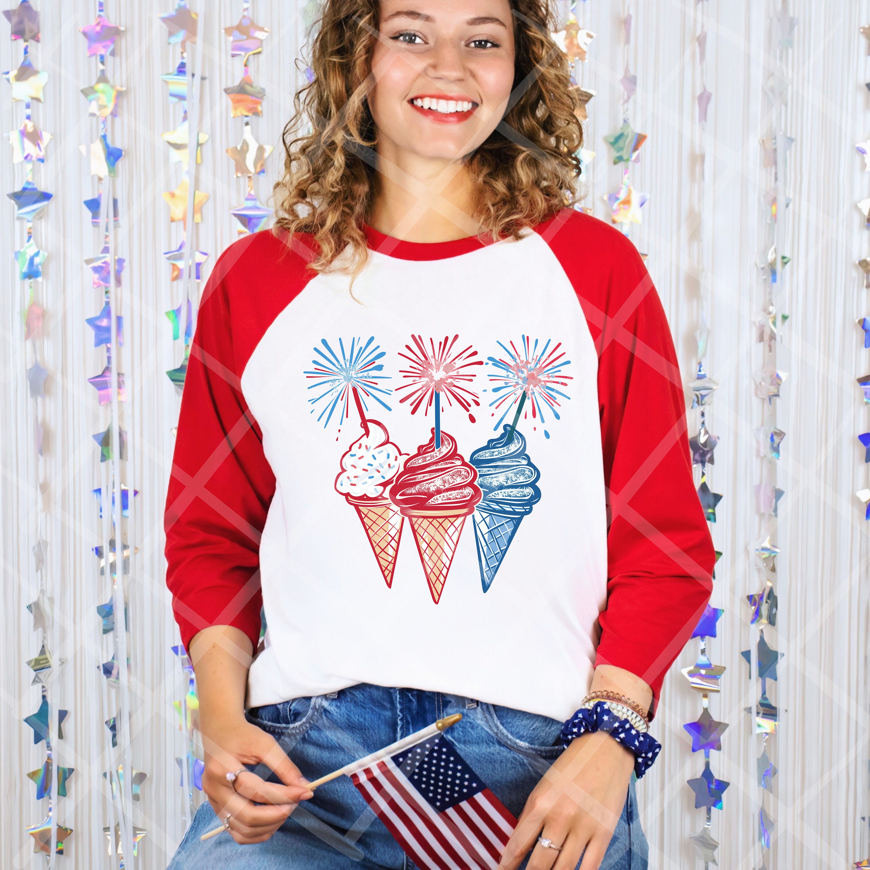 Patriotic Ice Cream Clipart 4th of July Red White Blue Ice Cream ...