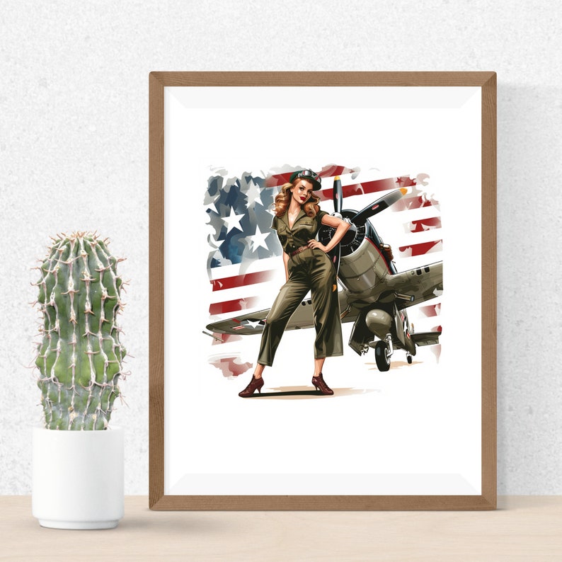 Vintage Military Pinup Girl Clipart Retro 1950s Patriotic SVG, DIY ...