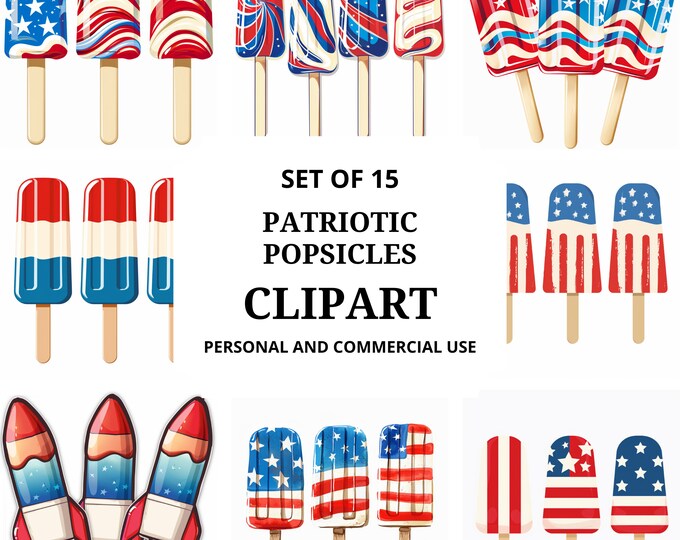 Patriotic Popsicle Clipart 4th of July Red White Blue Popsicles ...