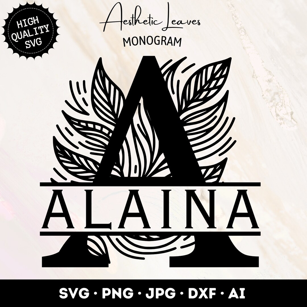 Leave Split Monogram SVG Files, Leave Alphabet Monogram SVG Set ...