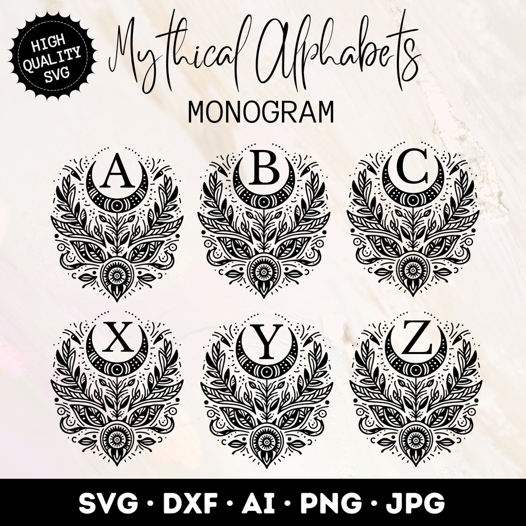 Mythical Alphabet Monogram SVG: Floral Letter Designs (digital Download ...