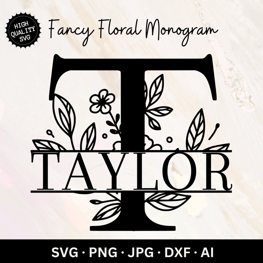 Floral Monogram SVG Bundle: Split Alphabet Letters (instant Download ...