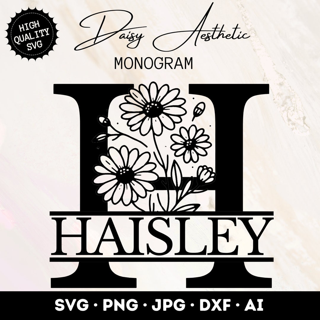 Aesthetic Daisy Alphabet Monogram Svg Files Daisies Monogram Png