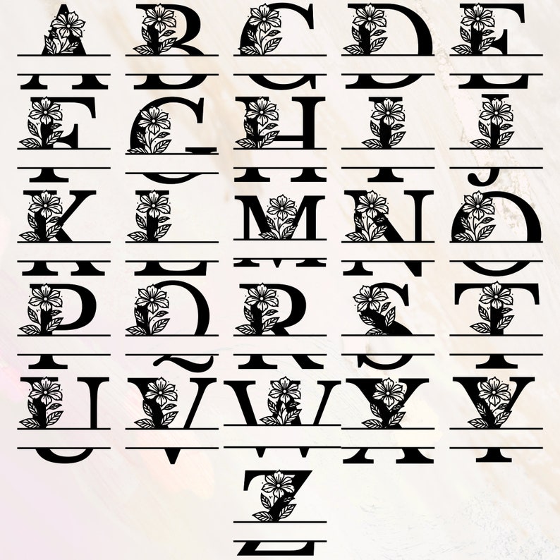 Aesthetic Pollen Monogram SVG Files, Split Pollen Monogram PNG, Classic ...