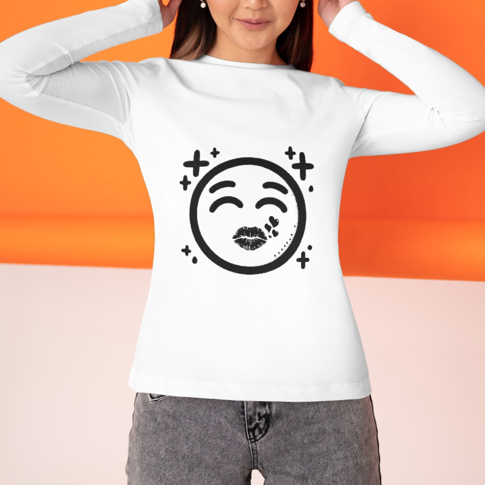 Cute Emoji Love SVG File, Kiss Smiley Face SVG File, Valentines Day PNG ...