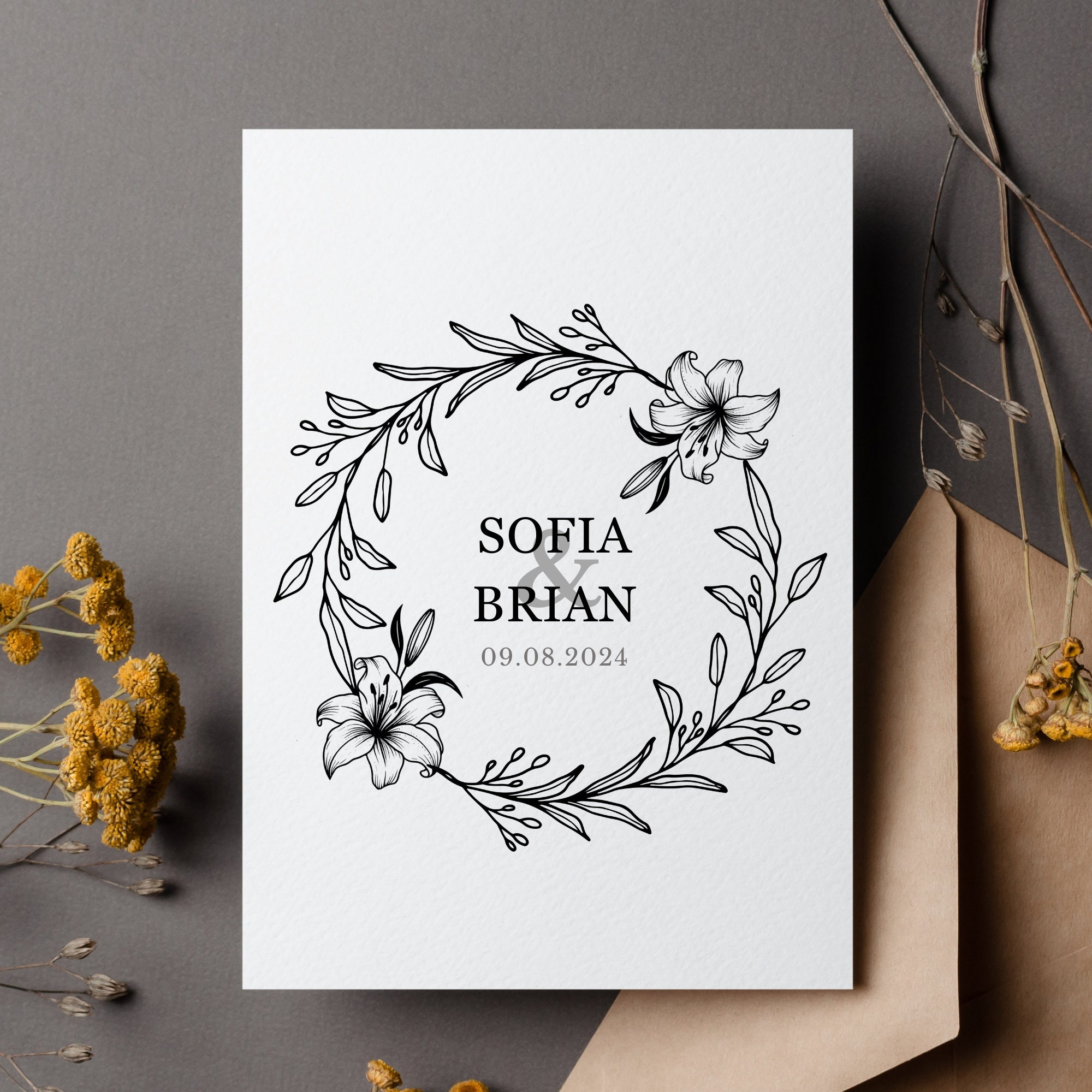 Modern Lily Frame SVG Files Bundle, Floral Frame PNG Set, Lily Frame ...