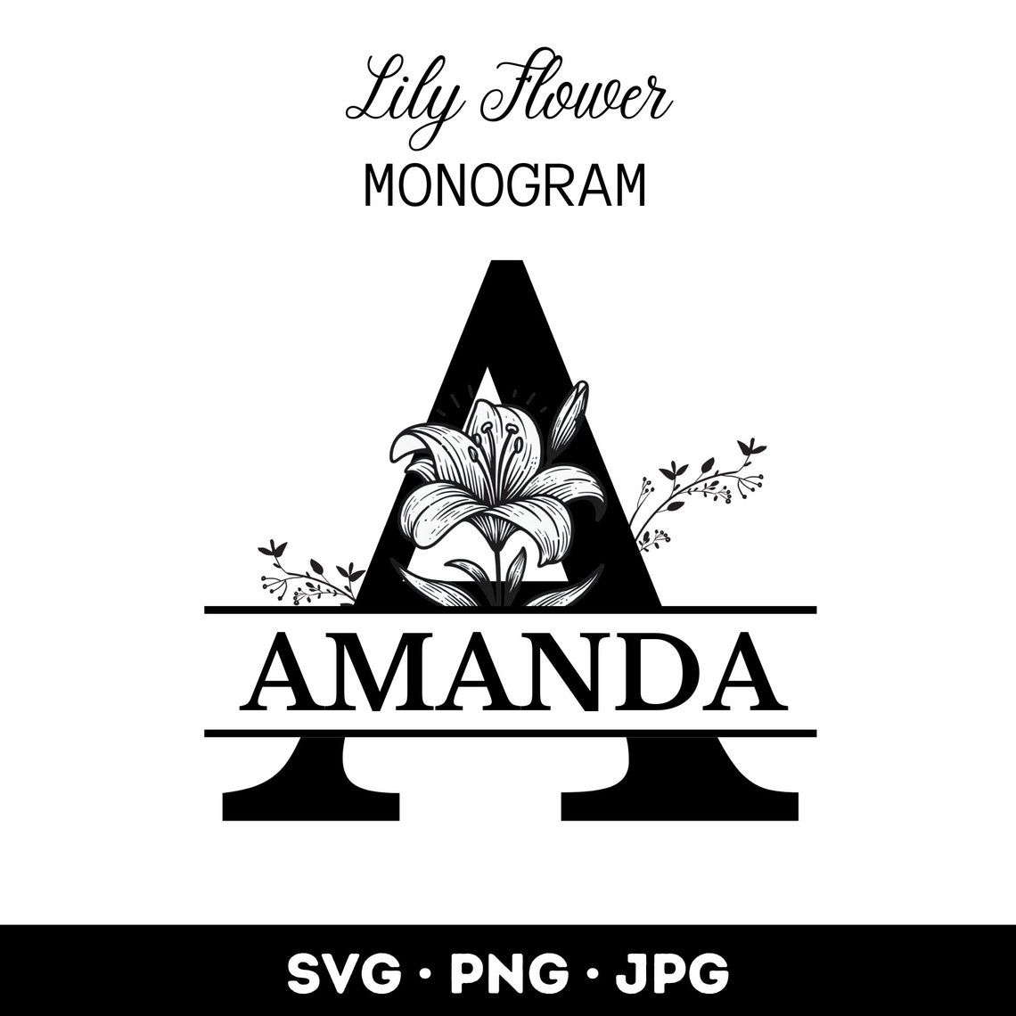 Lily Monogram SVG Files Bundle, Split Letter Monogram SVG, Floral ...
