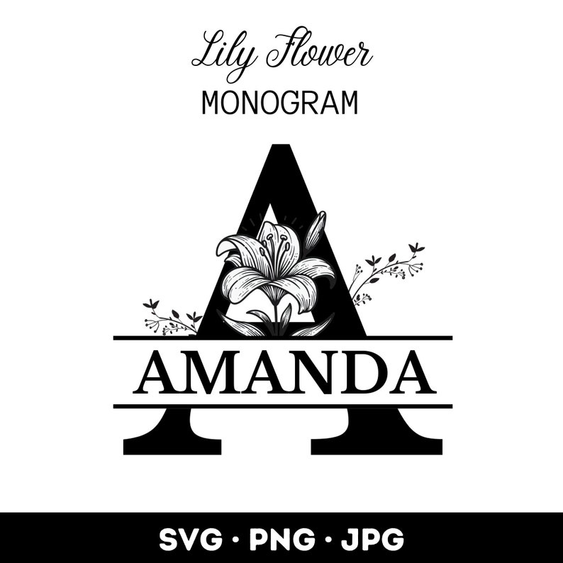 Lily Monogram SVG Files Bundle, Split Letter Monogram SVG, Floral ...