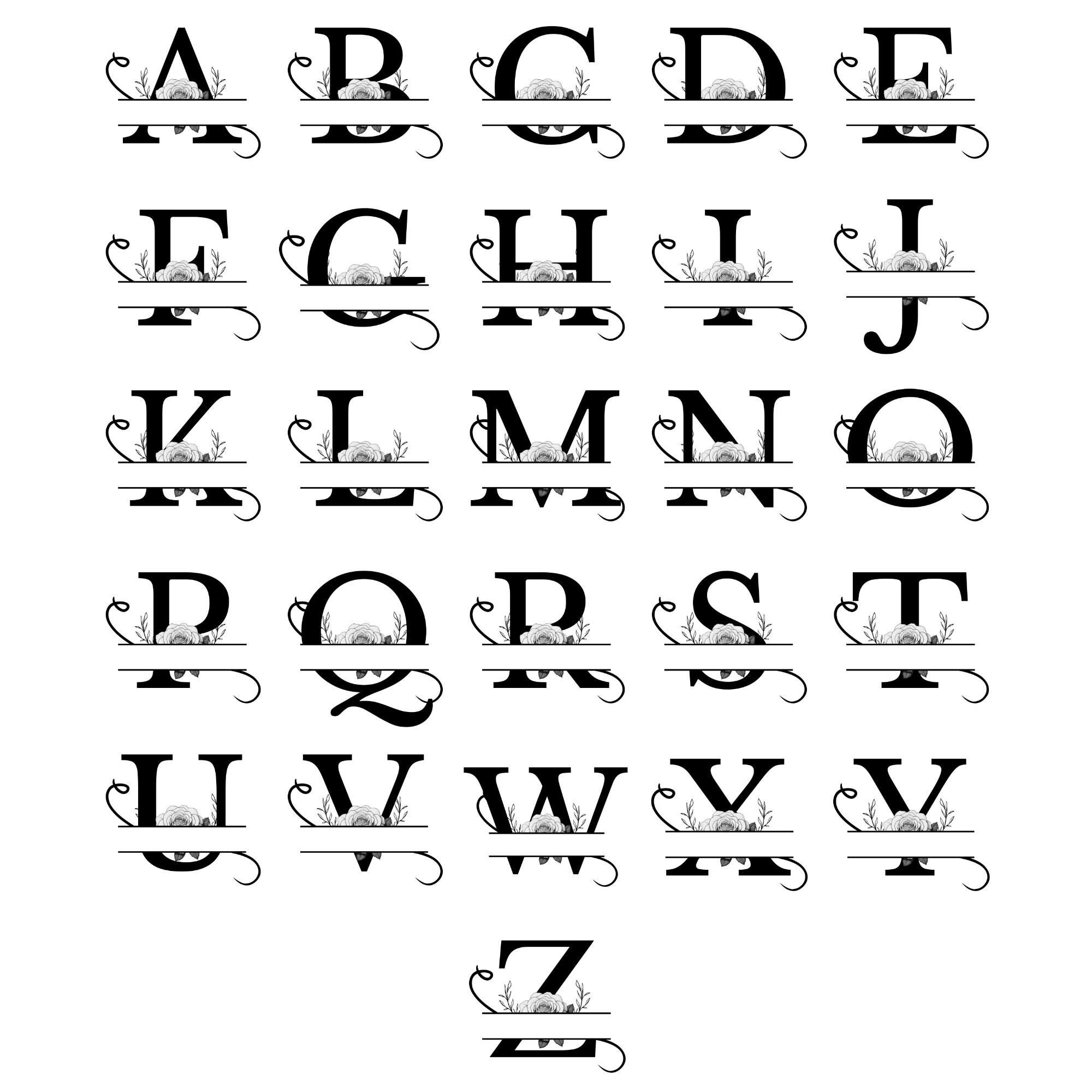 Daisy Monogram SVG Files Bundle, Floral Letter SVG Set, Monogram Letter ...