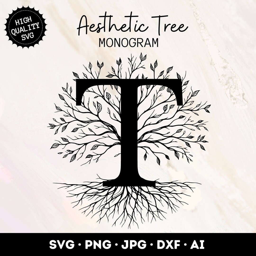 Aesthetic Tree Split Monogram SVG Files, Spilt Letter Alphabet SVG Set ...