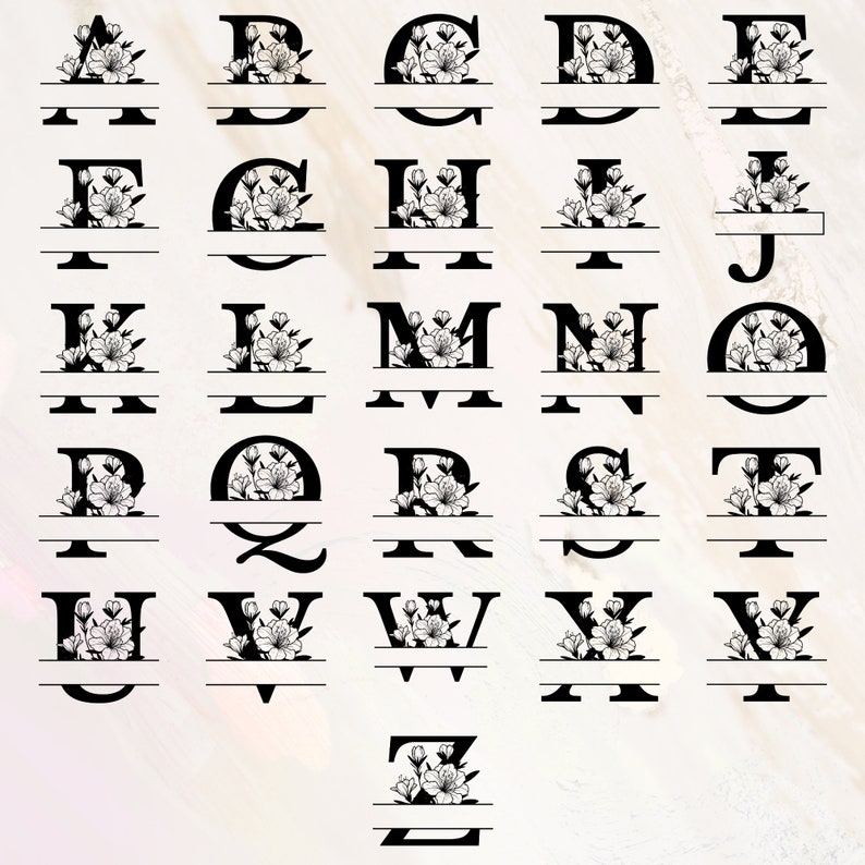 Premium Azalea Floral Monogram SVG Files, Letter Alphabet PNG, Floral ...