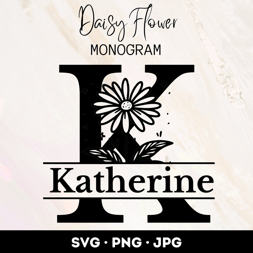 Daisy Flower Monogram SVG Bundle: Minimalist Floral Design (instant ...
