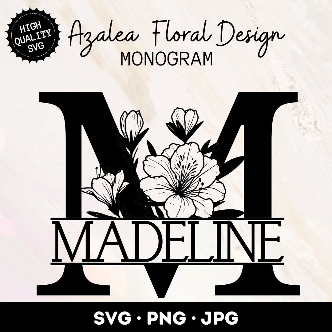 Premium Azalea Floral Monogram SVG Files, Letter Alphabet PNG, Floral ...
